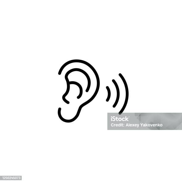 Ligne Dicône Doreille Symbole Daudition Vecteur Sur Fond Blanc Isolé