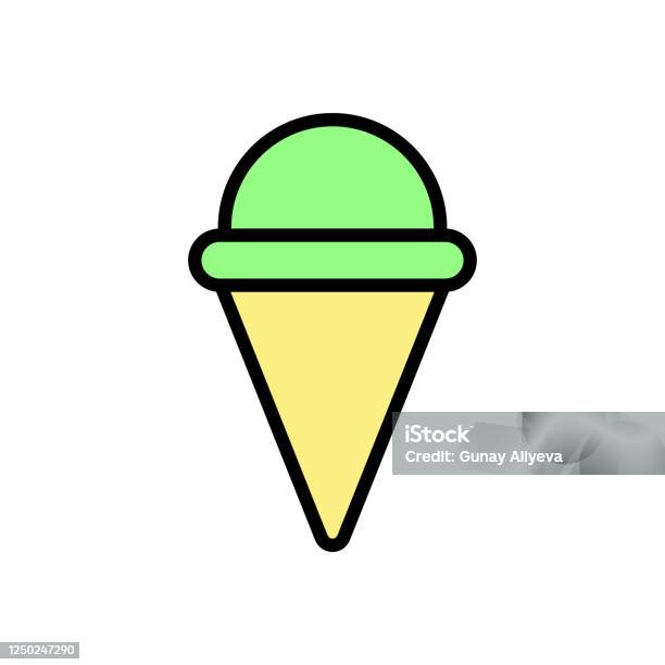 Ilustración De Helado Icono De Cono De Gofres Color Simple Con