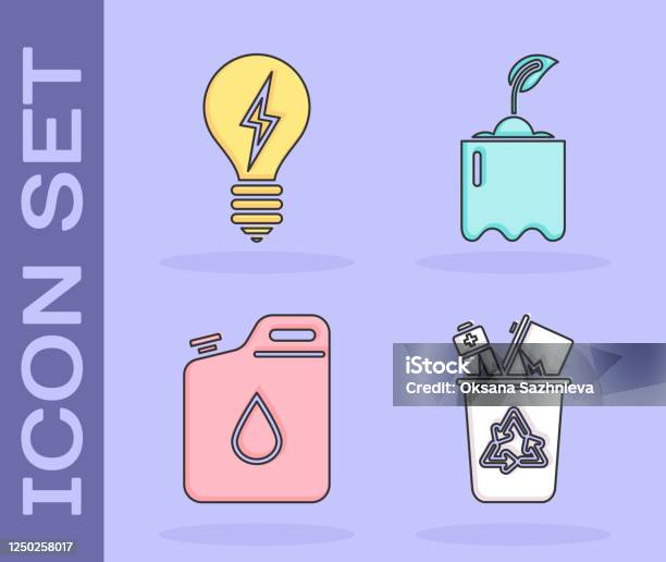 Réglez La Corbeille Avec Le Symbole De Recyclage Ampoule Avec Symbole