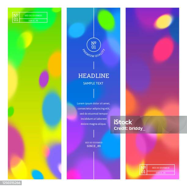 Spanduk Vertikal Cerah Dengan Bokeh Berwarnawarni Konsep Desain Vektor