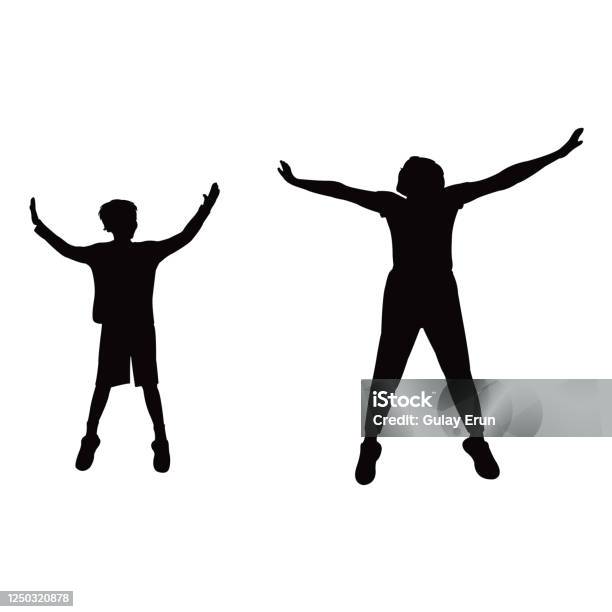 Springende Vrouw En De Vector Van Het Silhouet Van Het Jongenslichaam ... Springende Vrouw En De Vector Van Het Silhouet Van Het Jongenslichaam ...