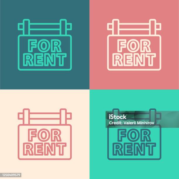 Ligne Pop Art Signe Suspendu Avec Licône Texte Pour La Location Isolé