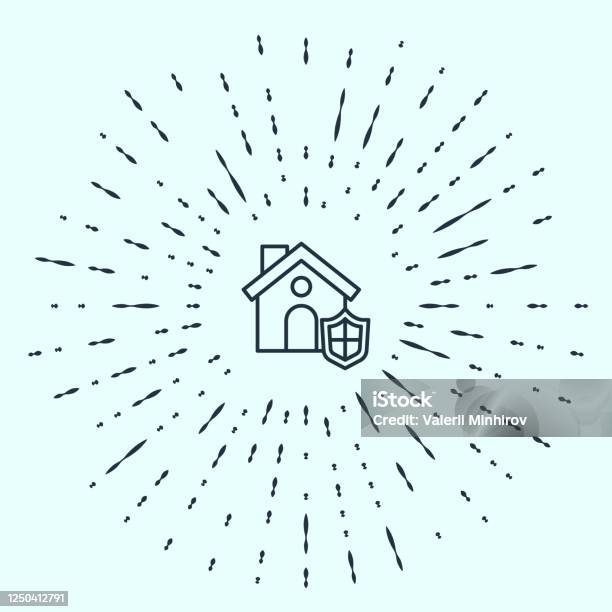 Garis Hitam House Dengan Ikon Perisai Terisolasi Pada Latar Belakang ... Garis Hitam House Dengan Ikon Perisai Terisolasi Pada Latar Belakang ...