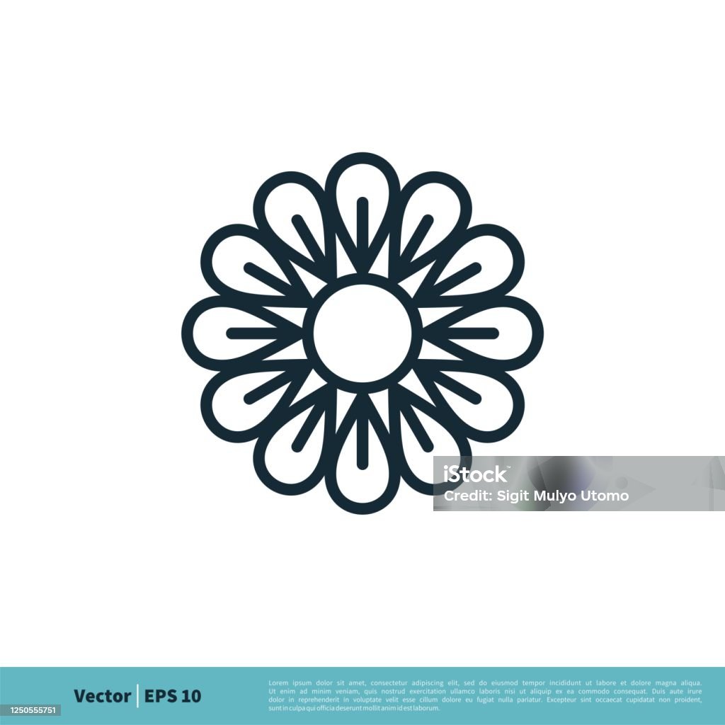 Conception De Modèle De Logo Vector De Licône De Fleur Ornementale