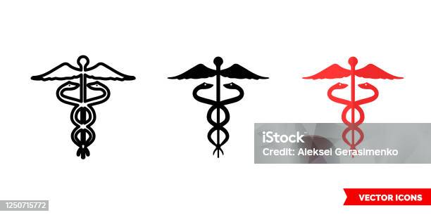 Ikon Caduceus Dari 3 Jenis Simbol Tanda Vektor Terisolasi Ilustrasi