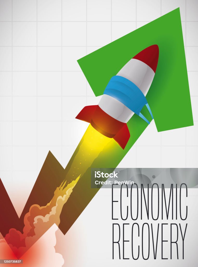 Rocket Pulling An Arrow Up To Economic Recovery Postpandemic Stock ... Rocket Pulling An Arrow Up To Economic Recovery Postpandemic Stock ...