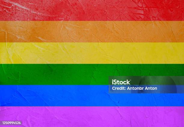 Bendera Lgbt Di Dinding Dengan Tekstur Bendera Pelangi Bulan Kebanggaan