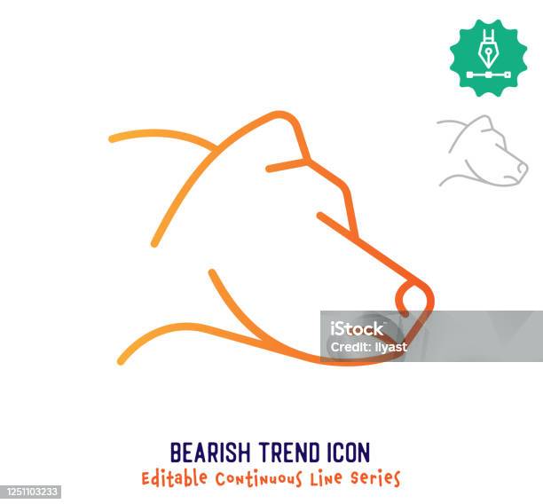 Bearish Tren Continuous Line Garis Stroke Yang Dapat Diedit Ilustrasi