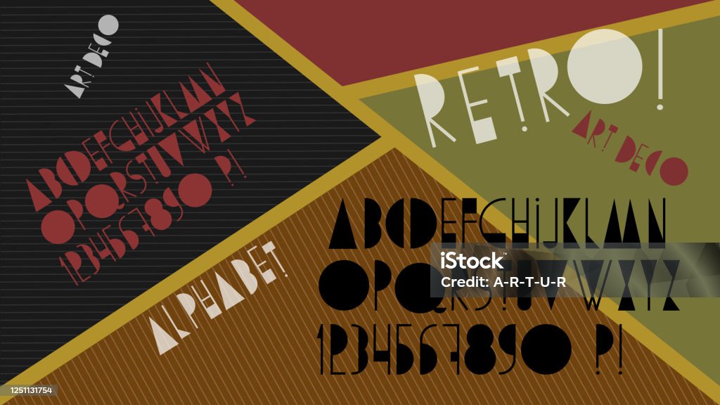 Huruf Alfabet Angka Dan Tanda Baca Gaya Retro Ilustrasi Stok Unduh
