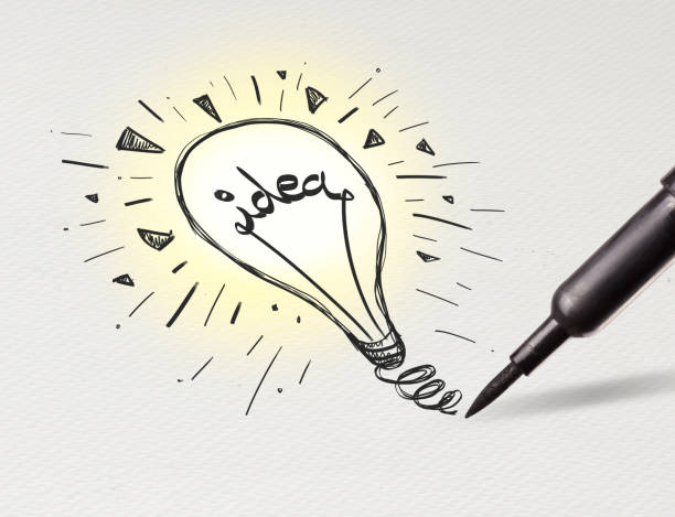 Free Stock Photo of Hand drawing the word idea with lightbulb sketch ...