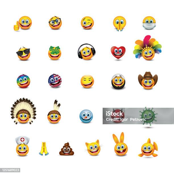 Ensemble Démoticônes Emoji Illustration Vectorielle Vecteurs Libres De