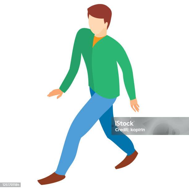 Isométrie Lhomme Marche Objet Isolé Sur Un Fond Blanc Illustration