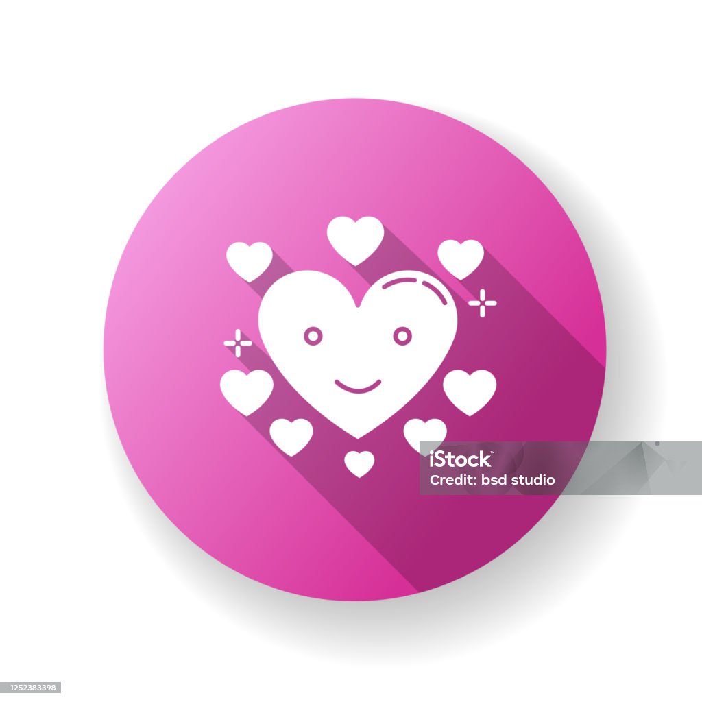 Vetores De Design Plano Rosa Coração Longo Ícone Glifo Sombra Emoji
