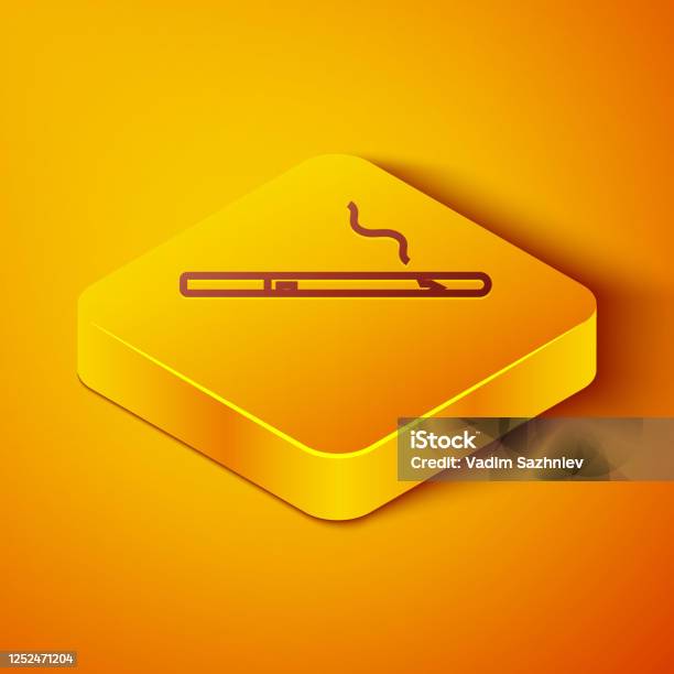 Icône Isométrique De Cigarette Isolée Sur Fond Orange Signe De Tabac