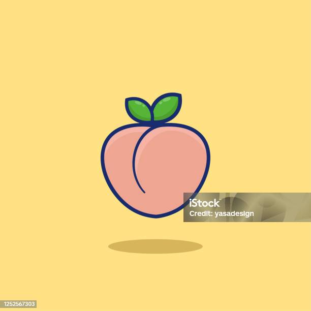 Ilustrasi Buah Persik Ilustrasi Lucu Yang Digunakan Untuk Web Untuk