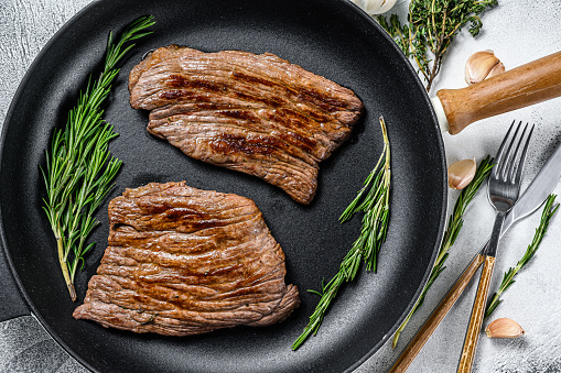 Besi Datar Panggang Dan Steak Sayap Daging Sapi Marmer Latar Belakang