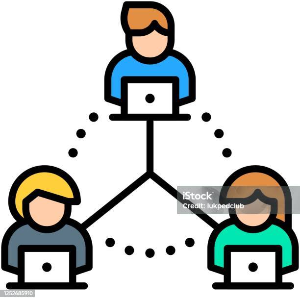 Groupe Réseau Icône De Télétravail Ou De Travail À Distance