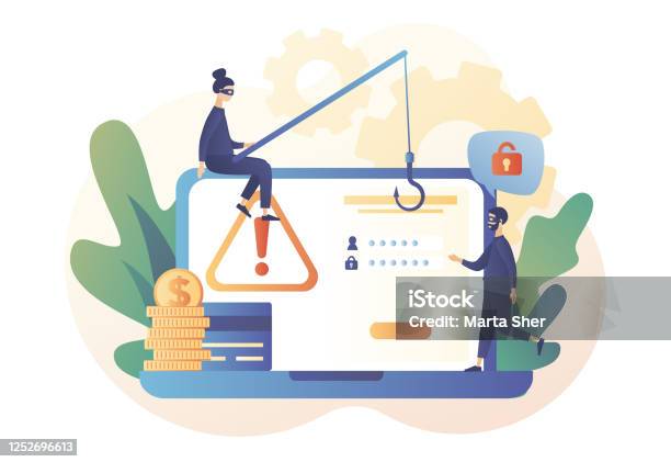 Tiny Anonymous Hacker People Attacking Laptop Internet Hacker Attack And Personal Data Security