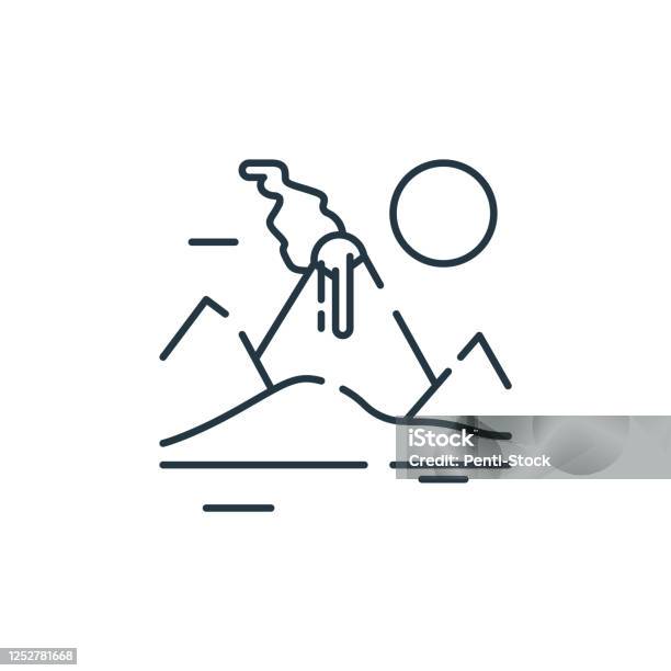 Icône Vectorielle Du Volcan Volcan Trait Modifiable Volcan Symbole