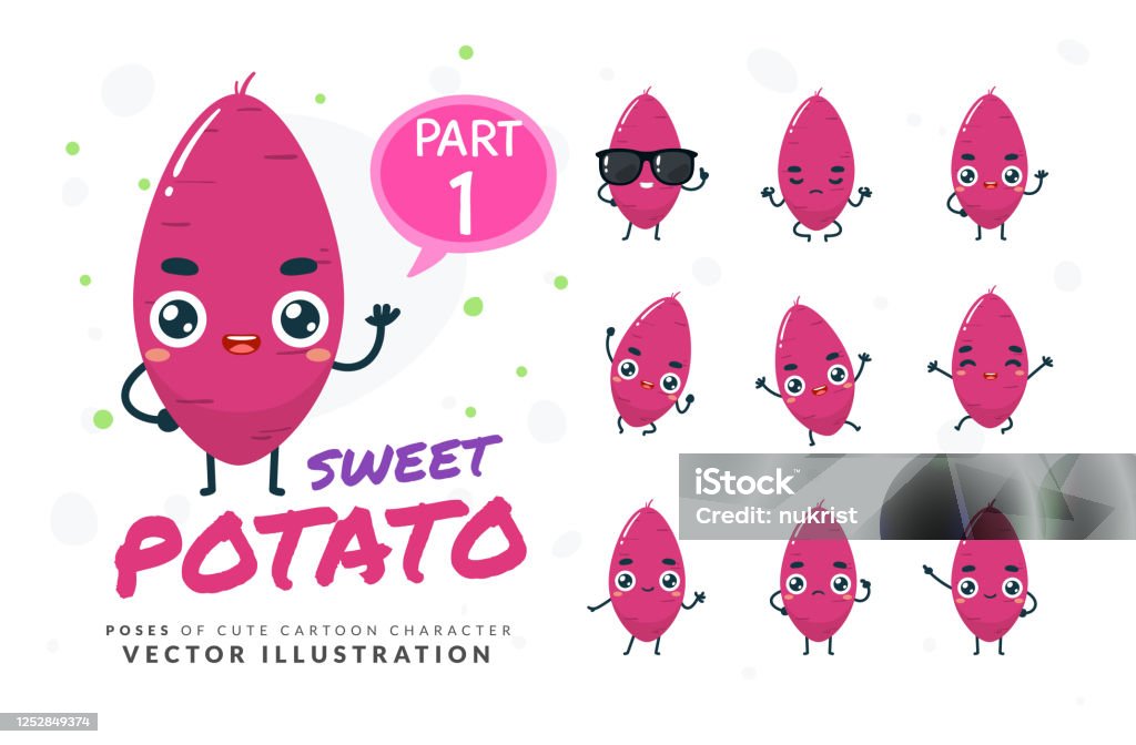 Ensemble Vectoriel Dimages De Dessin Animé De Patate Douce Partie 1