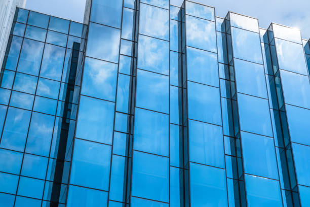 Free Stock Photo of Modern blue glass building facade closeup ...