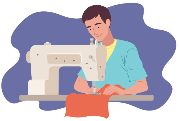 200 Man Sewing Machine Stock Illustrations Royalty Free Vector