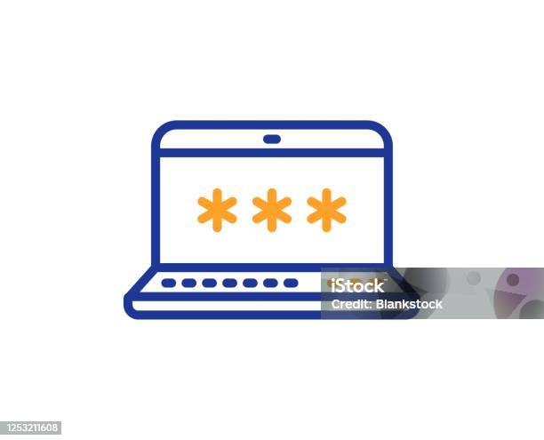 Laptop Password Line Icon Cyber Defence Sign Vector Stock Illustration ... Laptop Password Line Icon Cyber Defence Sign Vector Stock Illustration ...