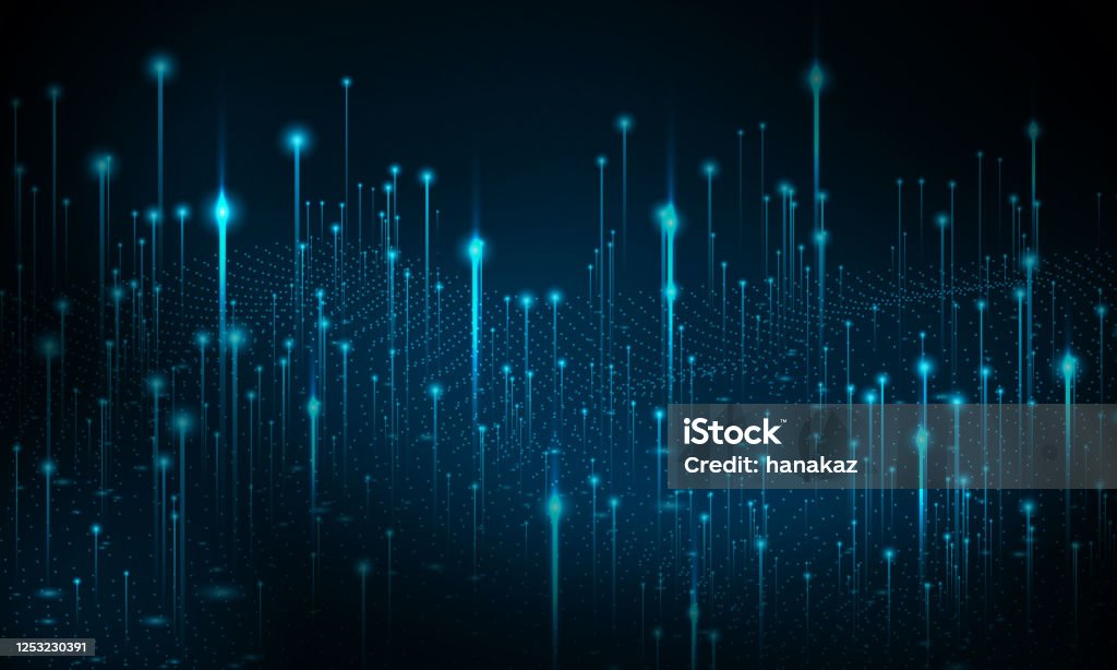 Big Data Technology Vector Background Particle Mist Network Cyber