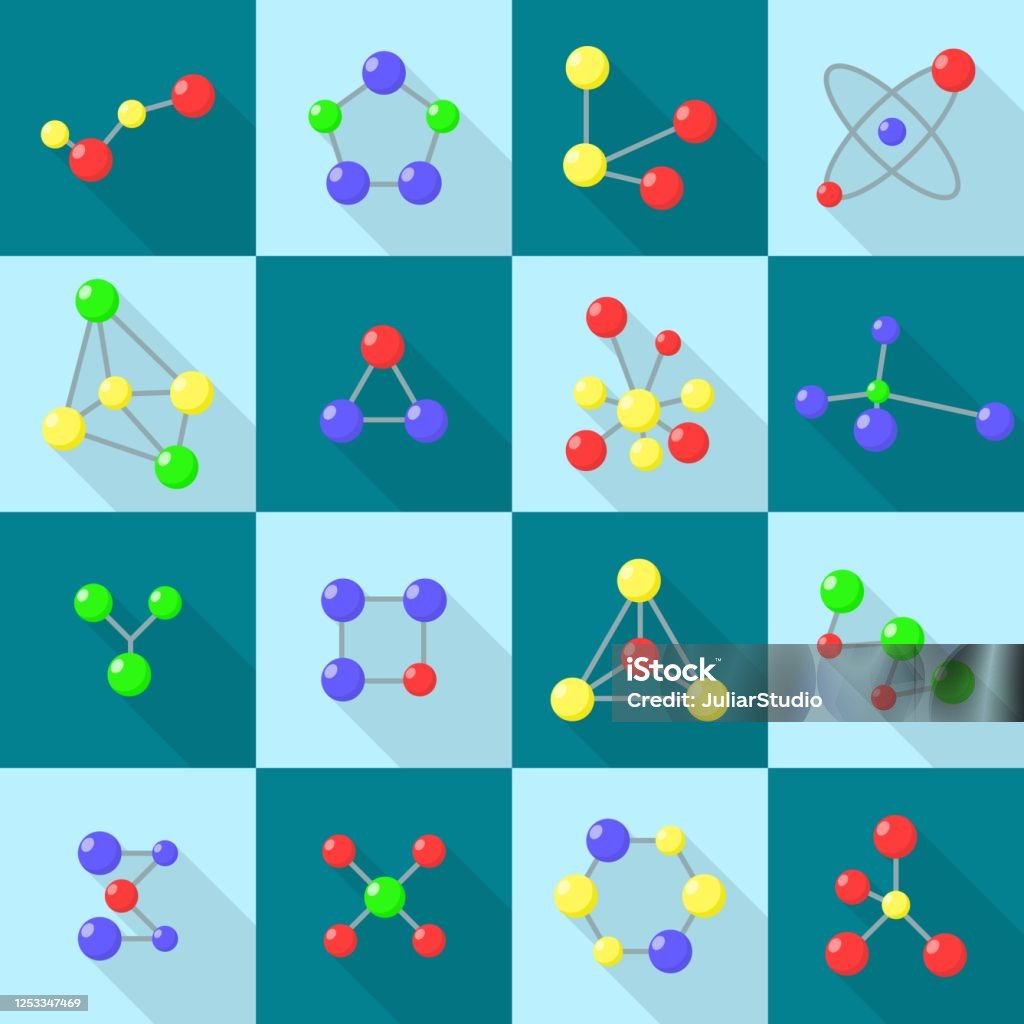 Molecular Structure Chemical Icons Set Flat Style Stock Illustration ... Molecular Structure Chemical Icons Set Flat Style Stock Illustration ...