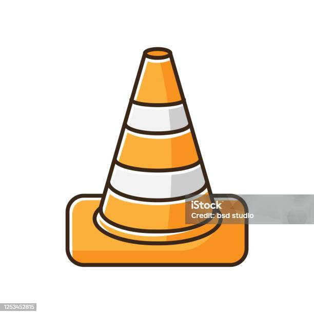 Icône De Couleur Rgb De Cône De Trafic Mise En Garde Des Travaux Routiers Panneau Piéton Pour