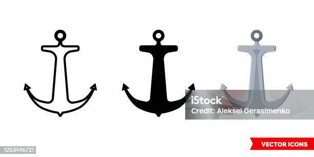 Ikon Jangkar Dari 3 Jenis Simbol Tanda Vektor Terisolasi Ilustrasi Stok