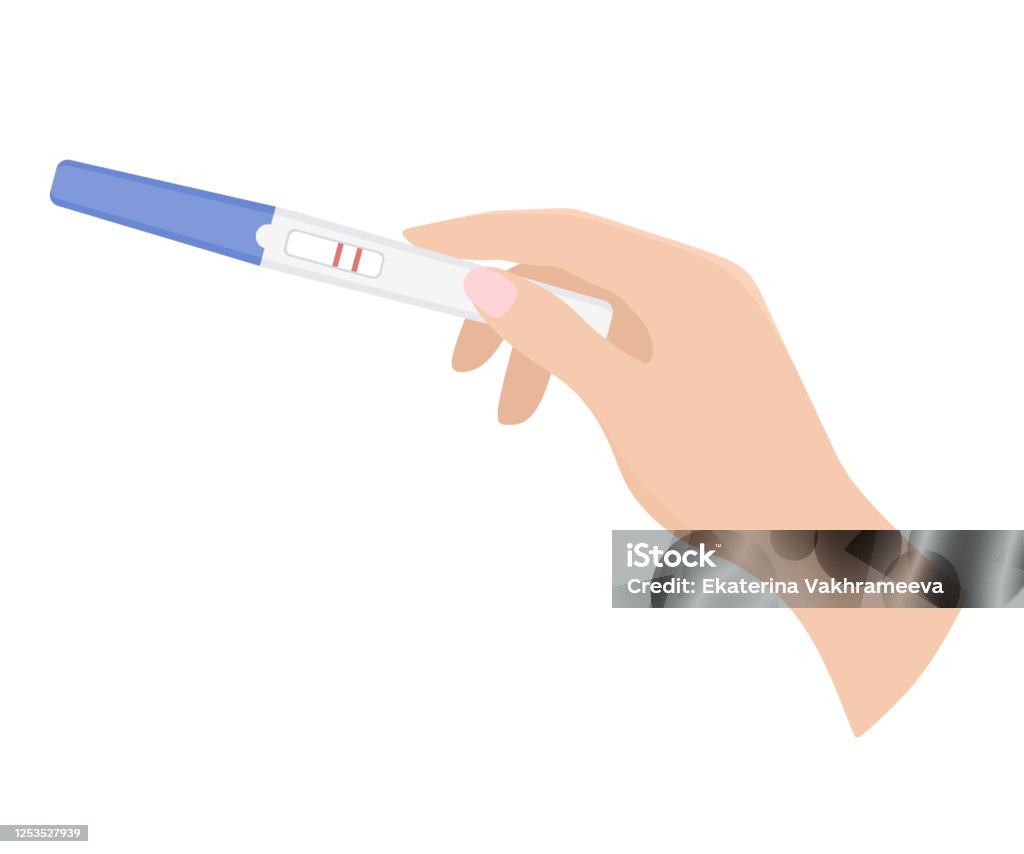 Positive Pregnancy Test In The Hand Vector Illustration In Cartoon Flat