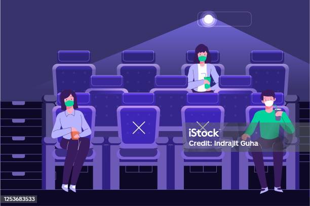 Jarak Sosial Di Bioskop Orangorang Menjaga Jarak Duduk Melalui Satu ... Jarak Sosial Di Bioskop Orangorang Menjaga Jarak Duduk Melalui Satu ...