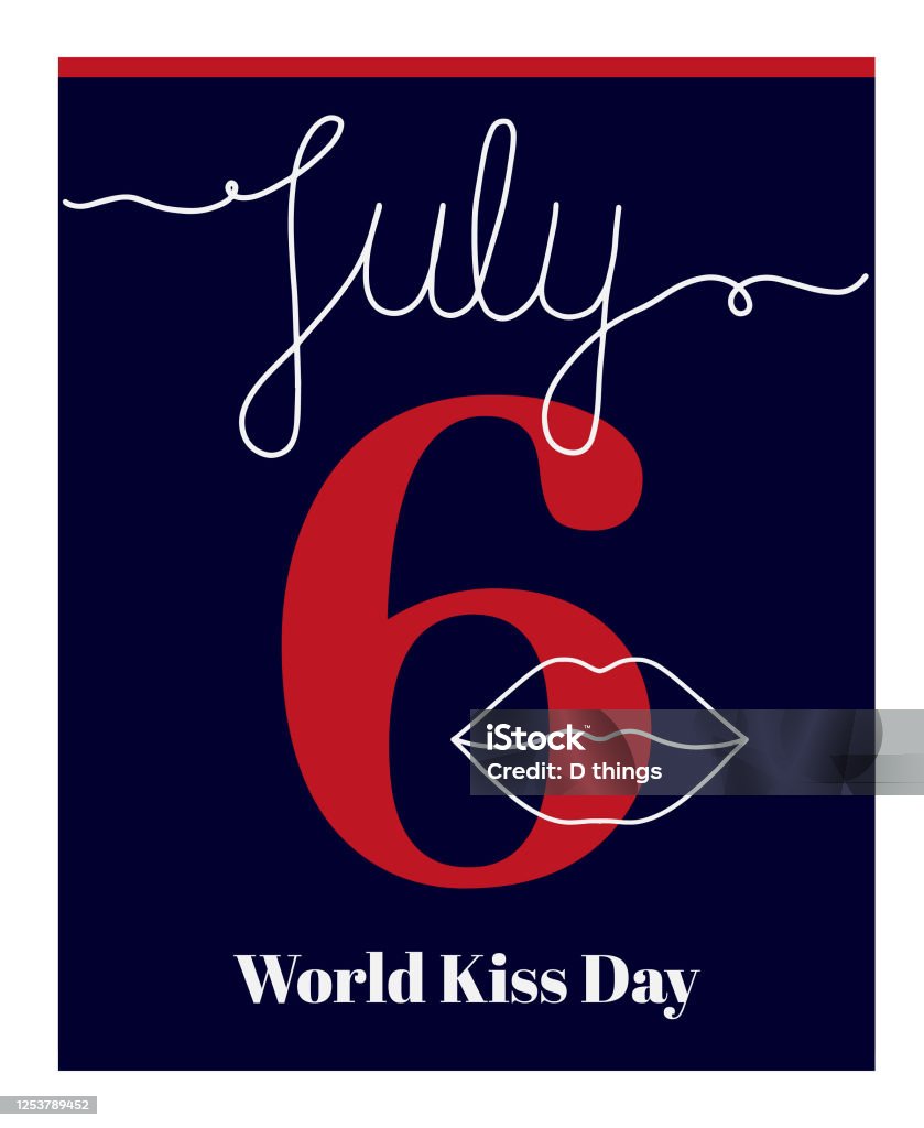 Lembar Kalender Ilustrasi Vektor Pada Tema Hari Ciuman Sedunia Pada 6