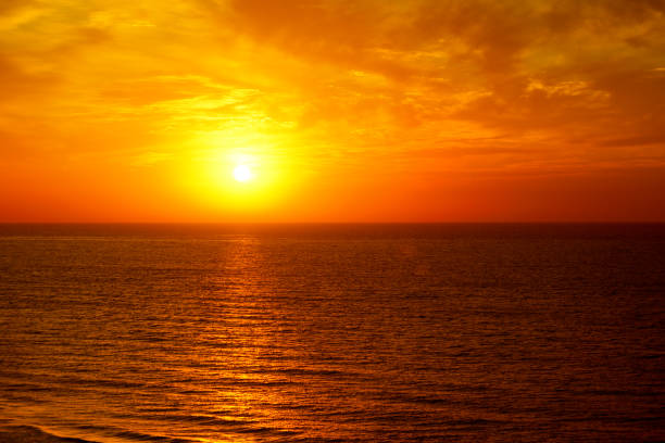 Free picture: calm, landscape, orange yellow, reflection, sunset, waves ...