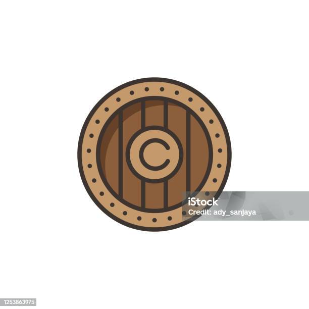Bouclier Avec Le Symbole Dicône Vectoriel De Signe De Copyright Isolé