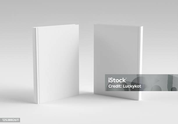 Dua Sisi Mockup Buku Vertikal Render 3d Foto Stok Unduh Gambar