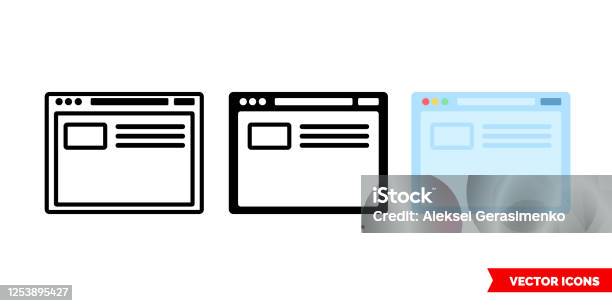 Ikon Browser Dari 3 Jenis Simbol Tanda Vektor Terisolasi Ilustrasi Stok