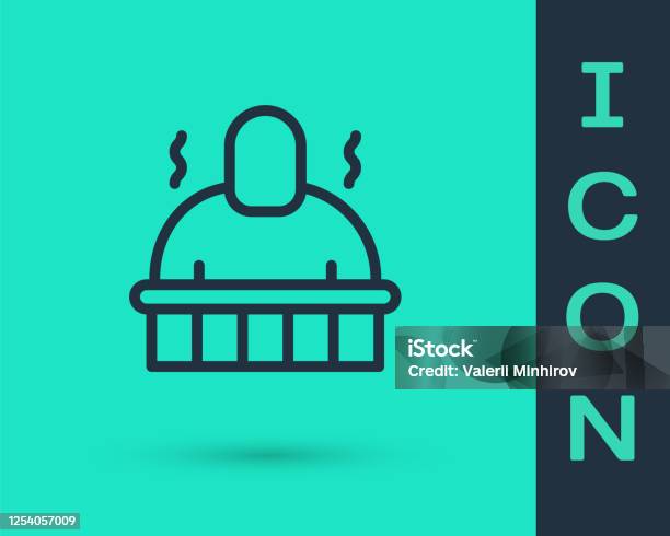 Ikon Sauna Garis Hitam Dan Prosedur Spa Terisolasi Pada Latar Belakang