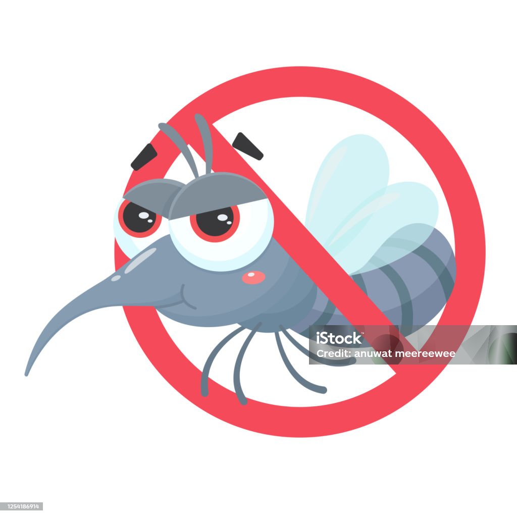 Nyamuk Kartun Vektor Menghisap Darah Orang Nyamuk Aedes Membawa Demam