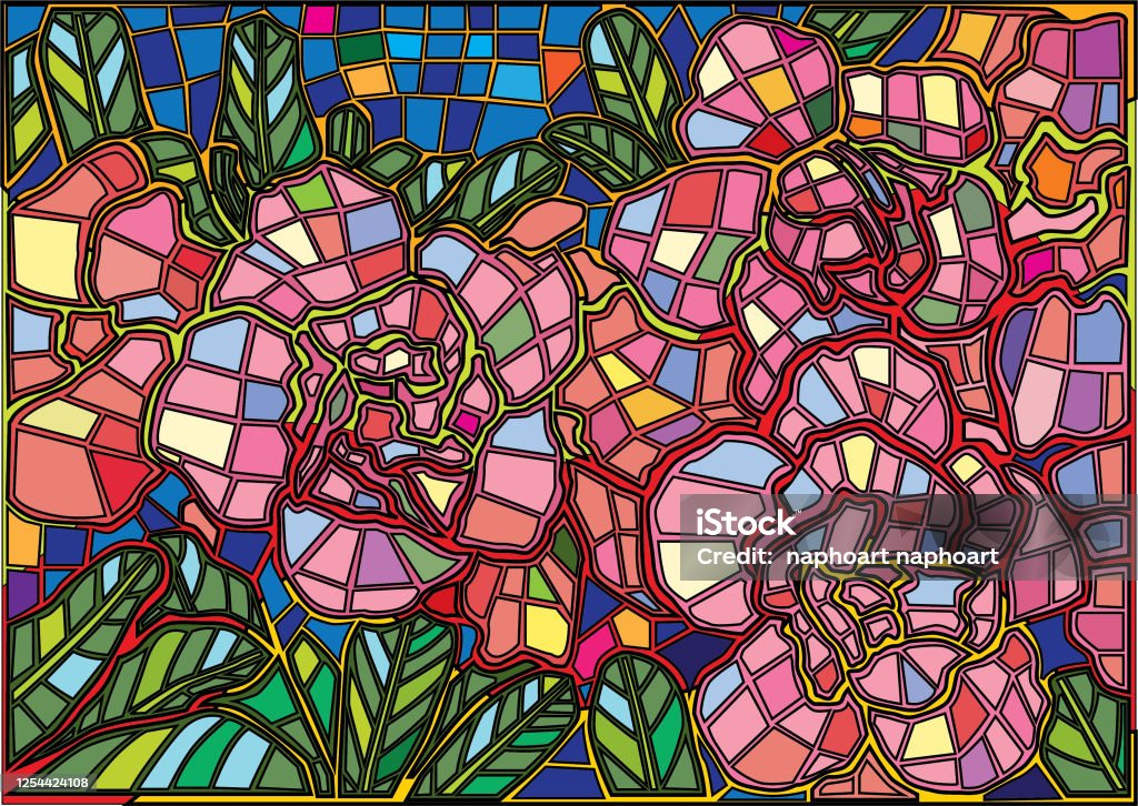 Flower Colorful Stained Glass Background Illustration Vector Stock