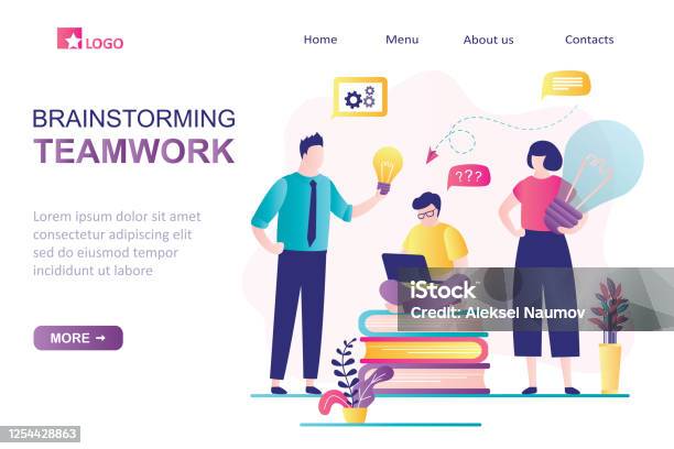 Brainstorming Template Halaman Arahan Kerja Tim Kolega Mendiskusikan