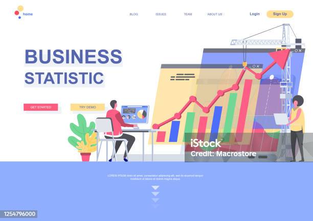 Konsep Templat Desain Halaman Web Datar Modern Dari Statistik Bisnis