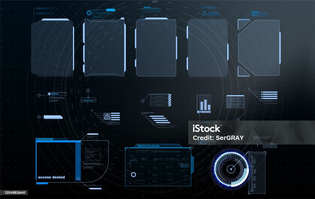 Hud Ui Gui Futuristik Bingkai Elemen Layar Antarmuka Pengguna Diatur