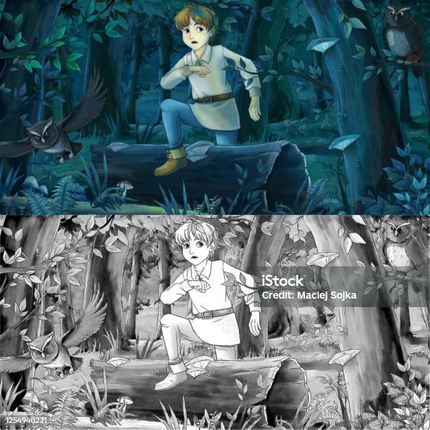 Scène De Dessin Animé Avec Le Croquis Avec Le Prince Heureux Denfant De