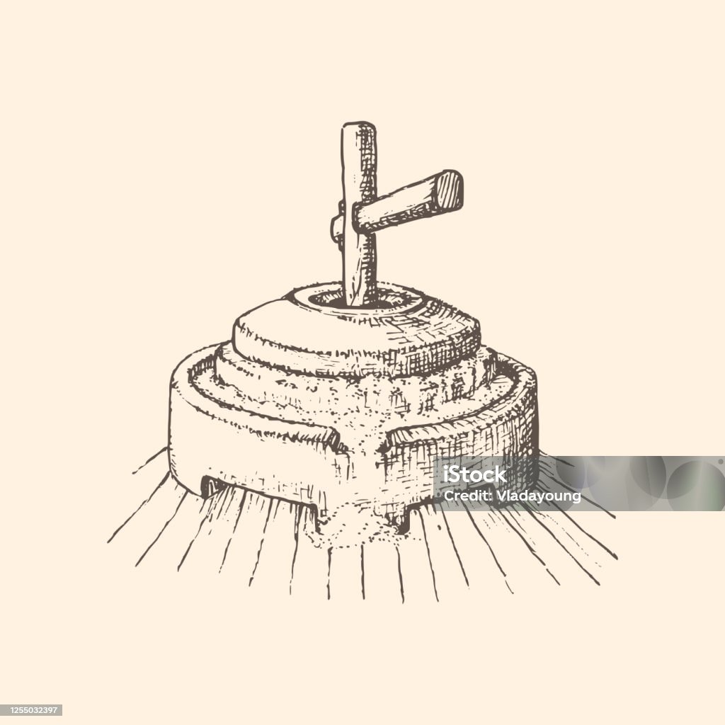 Vetores De Desenho De Pedra De Moinho Em Vetor Esboço De Coisas Do
