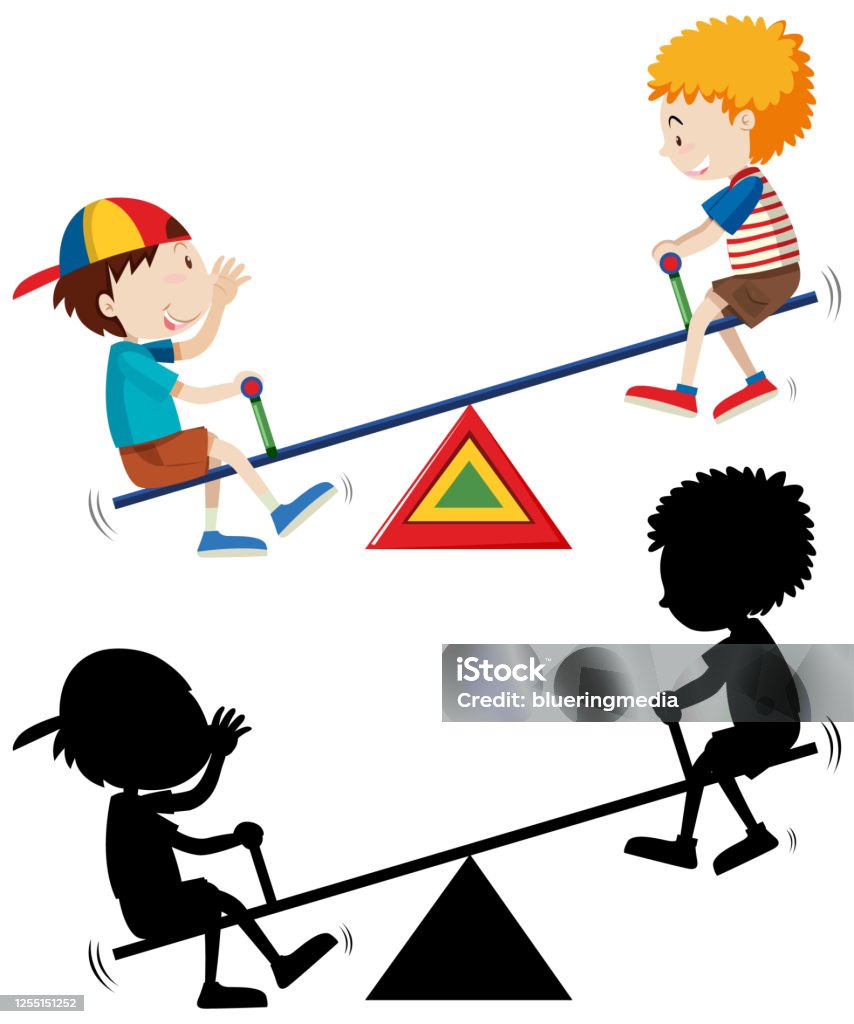 Dua Anak Bermain Jungkatjungkit Dengan Siluetnya Ilustrasi Stok - Unduh ... Dua Anak Bermain Jungkatjungkit Dengan Siluetnya Ilustrasi Stok - Unduh ...