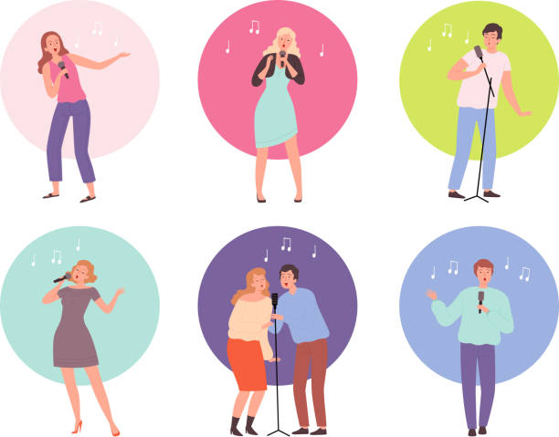 Couple Kareoke Illustrations Royalty Free Vector Graphics And Clip Art