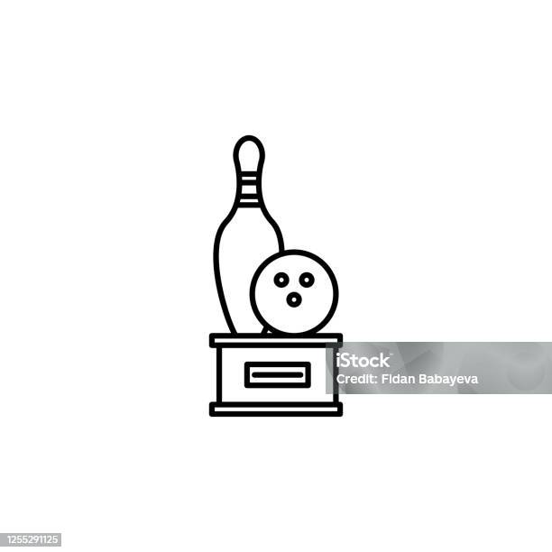 Piala Ikon Garis Bowling Tanda Dan Simbol Dapat Digunakan Untuk Web