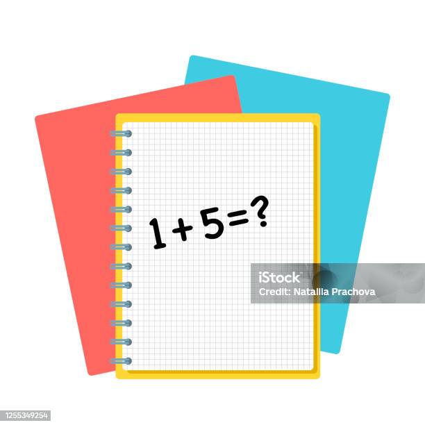 Template Dengan Notepad Spiral Dan Lembar Kertas Contoh Matematika